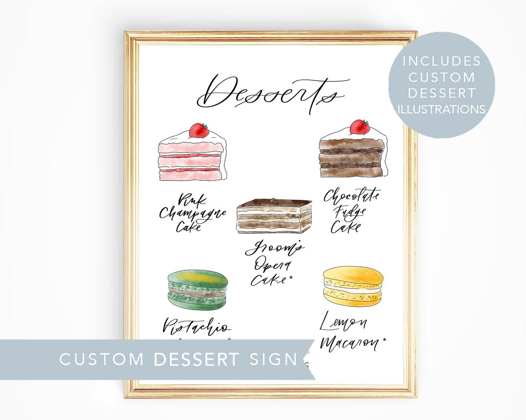Custom Desserts Sign Wedding Sign Reception Sign Dessert Menu - Etsy