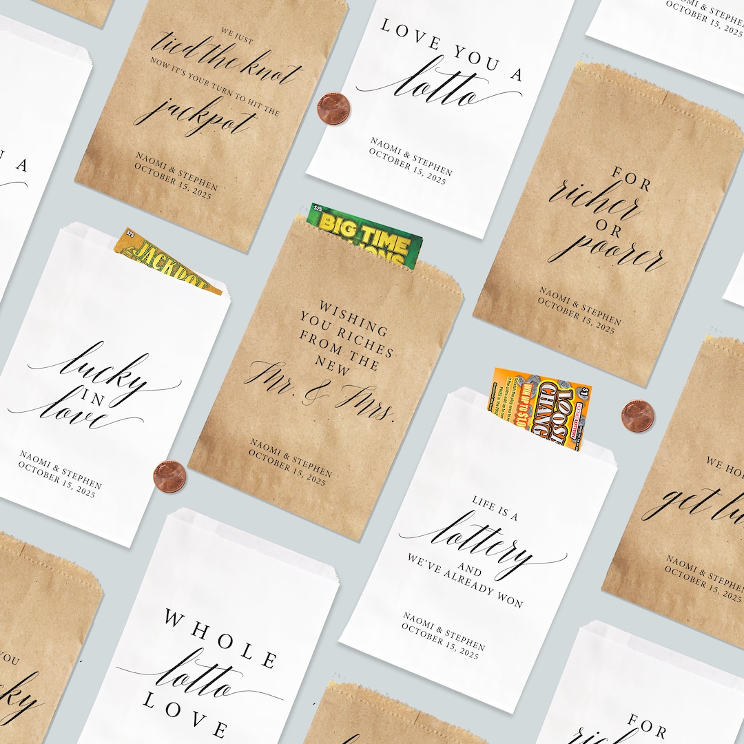 Wishing You Riches From the New Mr and Mrs Favor Bags Scratch Ticket ...