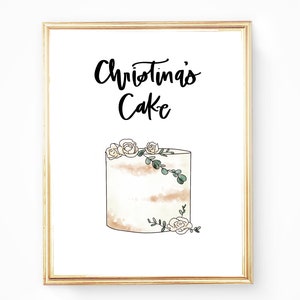 CUSTOM Cake Flavor Wedding Sign Illustrated Cake Sign Dessert | Etsy