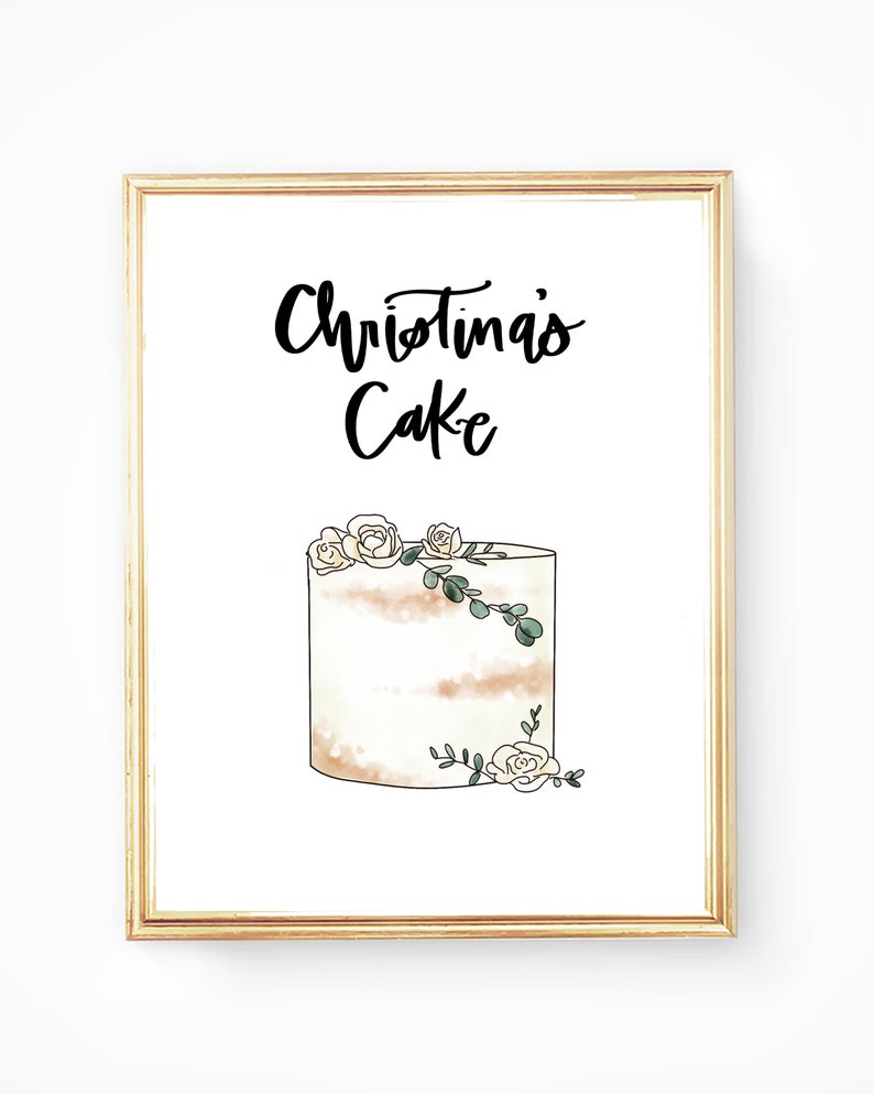 CUSTOM Cake Flavor Wedding Sign Illustrated Cake Sign Dessert | Etsy