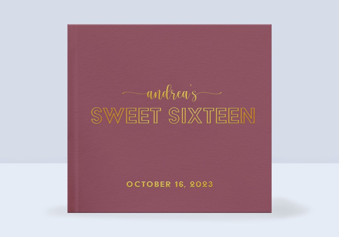 Sweet 16 Guest Book | Birthday Sixteen Book | Real Gold Foil Guestbook ...