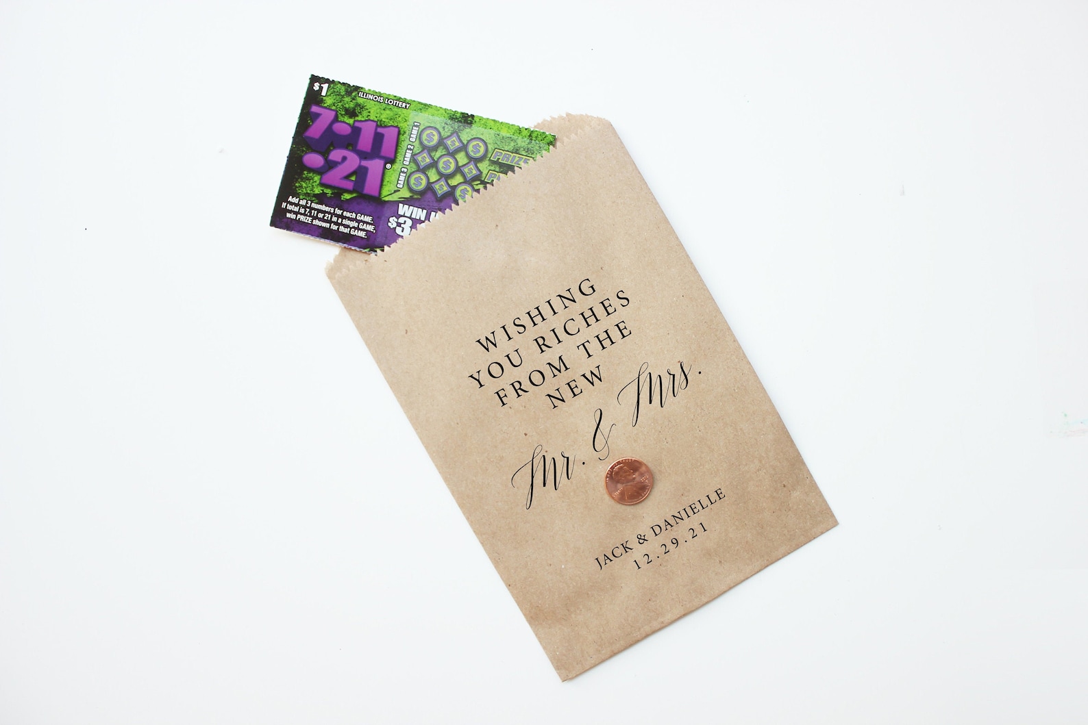 Wishing You Riches From the New Mr and Mrs Favor Bags Scratch Ticket ...