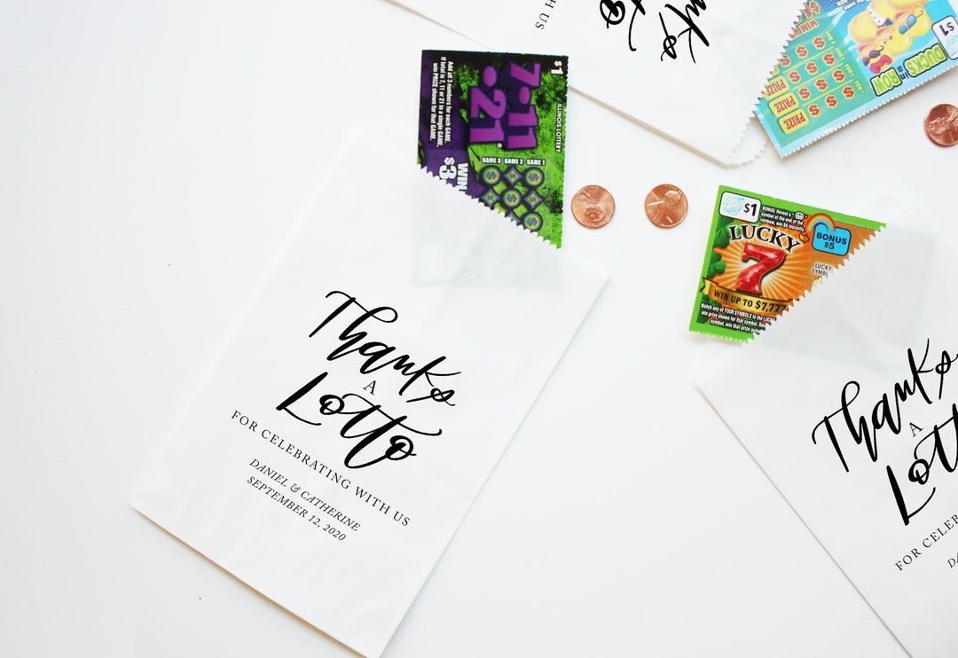 Thanks a Lotto Scratch Ticket Wedding Favor Bags - Lotto Ticket Bags ...