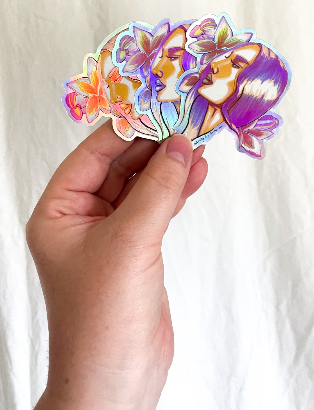 Holographic Die-cut Sticker Decorative Sticker Water Bottle Decal Vinyl ...