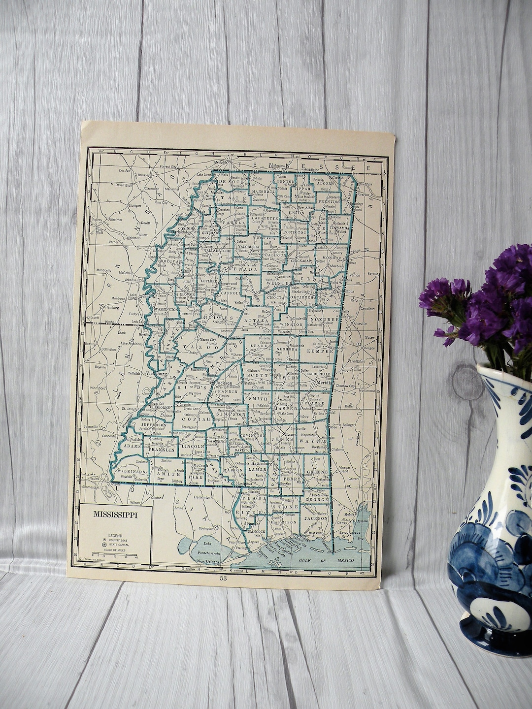 Antique Mississippi Map, Small Size, 1934 Vintage Decor - Etsy