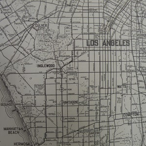 Old Black and White Map of Los Angeles 1940-WWII Era | Etsy