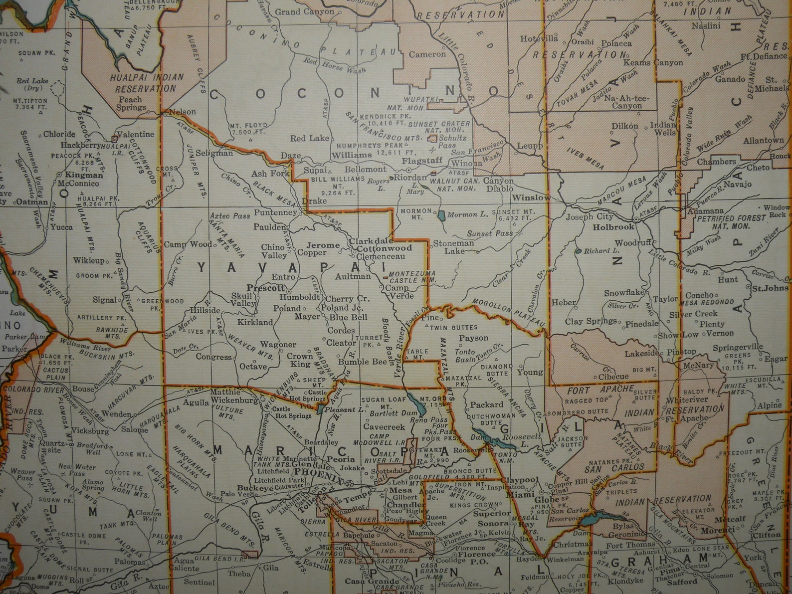 Map of Arizona 1940 WWII Era Map Vintage Map of Arizona | Etsy