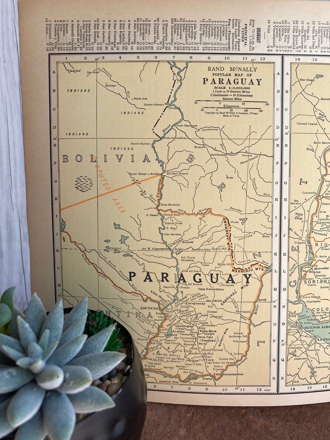 Antique Map of Paraguay and Uraguay 1929 Vintage Aesthetic | Etsy