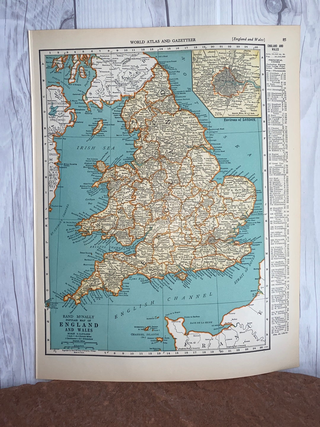 England Wales Map Vintage 1940, WWII Era Map, Historian Gift, Traveler ...