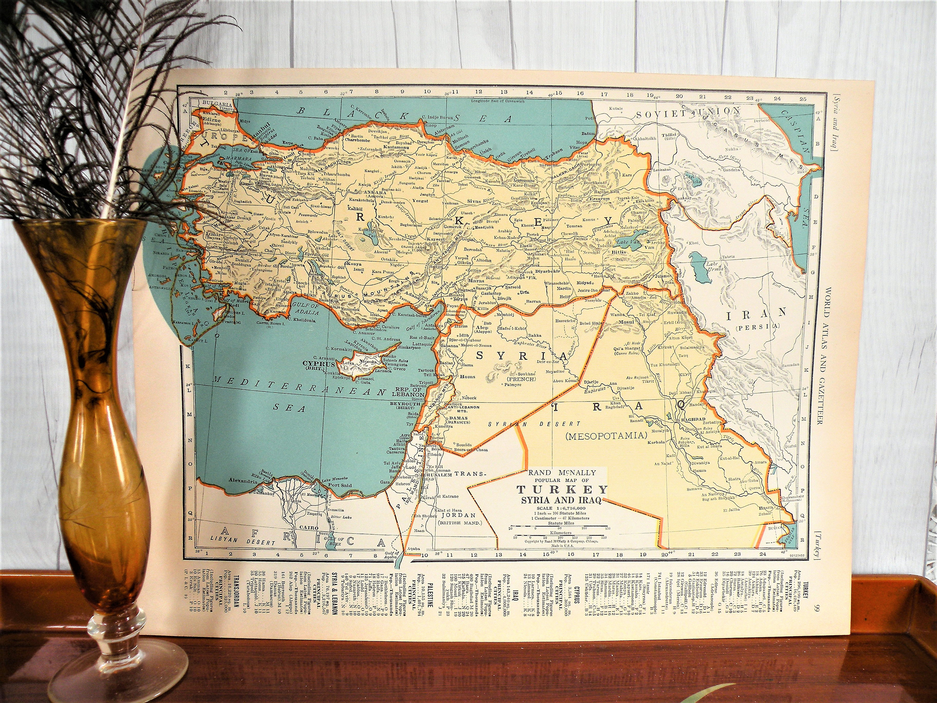 Vintage Map of Turkey Syria Iraq 1940 Historical Print WWII | Etsy