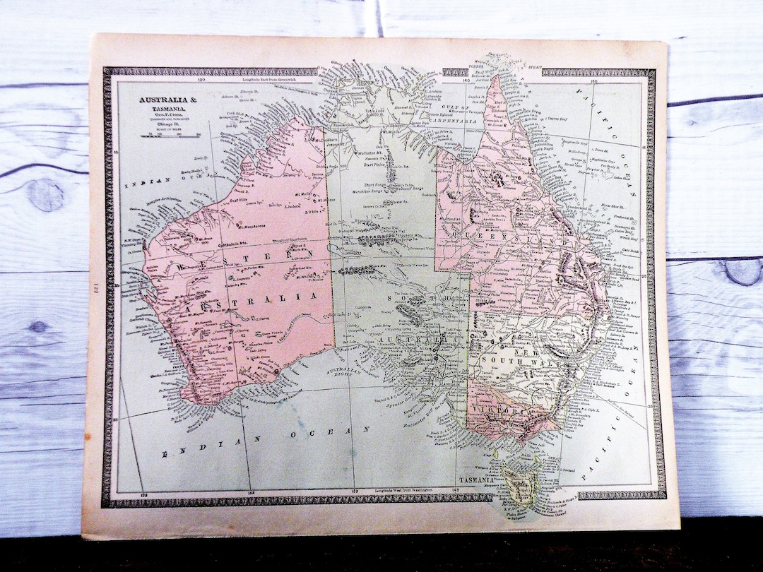 Australia Antique Map 1884, Cool Old Map of Australia, Vintage Retro ...