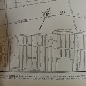 Vintage Detroit Map, 1940 WWII Era, Original Black and White Art - Etsy