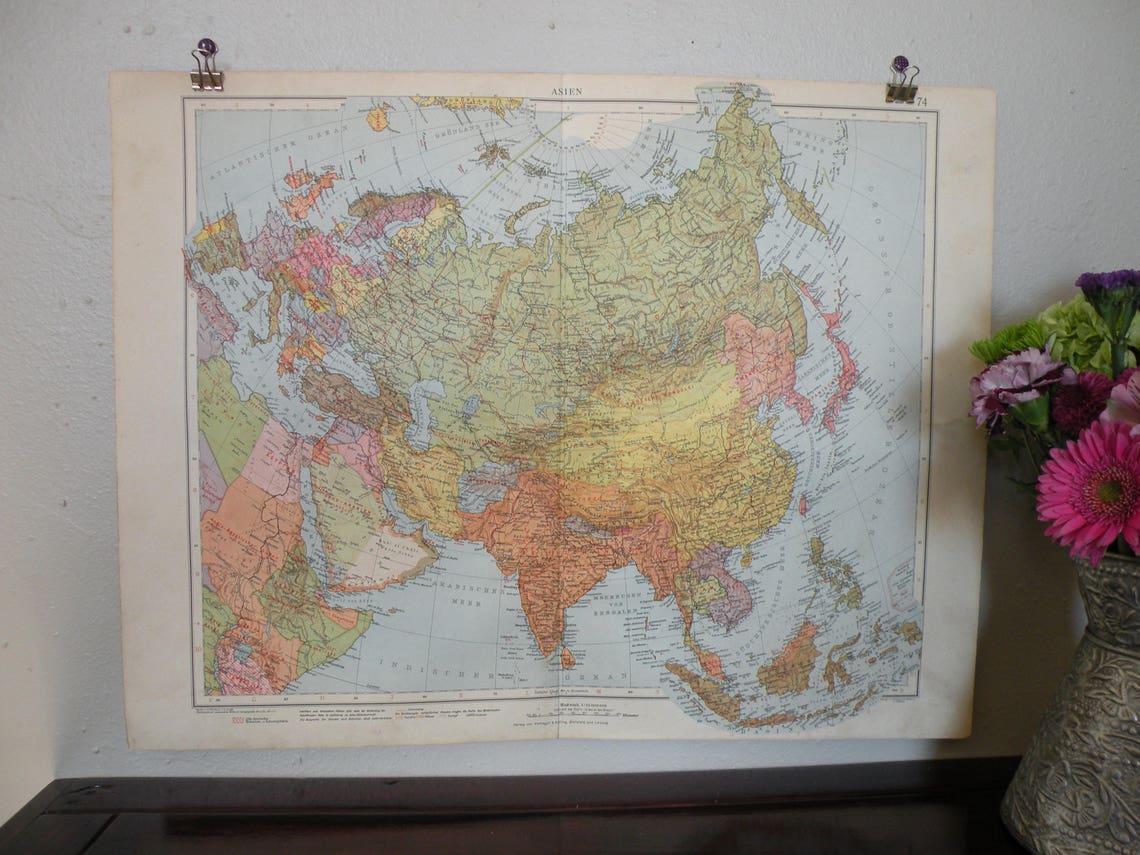 1937 Map of Asia Vintage Map Original Map WWII Era Map - Etsy
