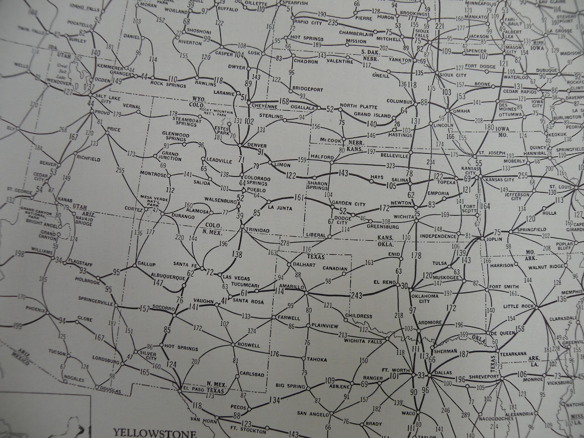 Old Map of Highways 1940 Historical Print of Roads WWII Era | Etsy