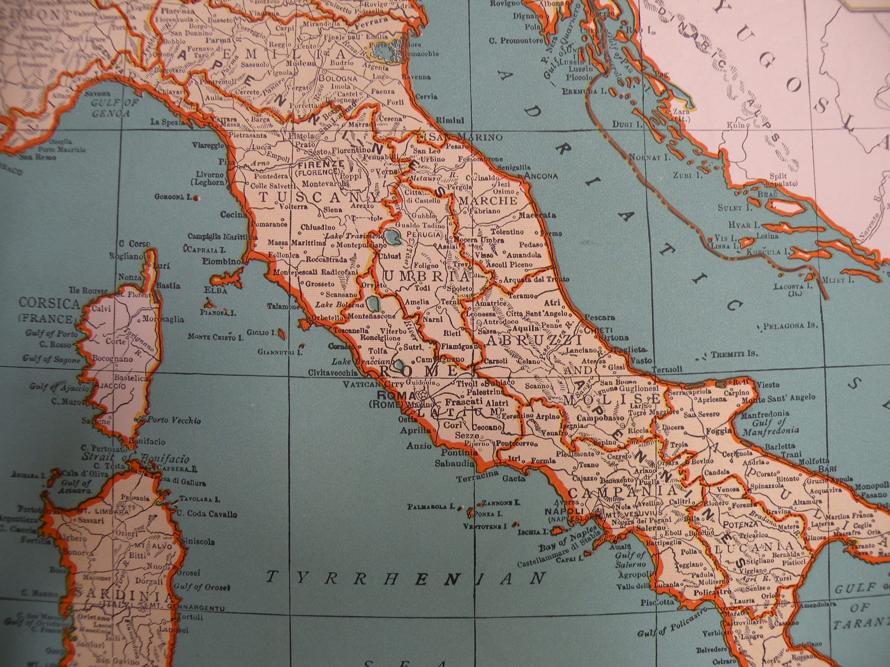 Vintage Map of Italy-1940 Historical Print-WWII Map of | Etsy