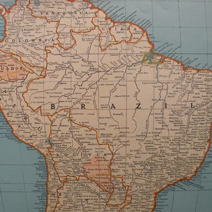1937 South America WWII Era Map, Vintage Map South America, Office Art ...