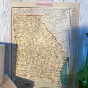 Georgia Vintage Map 1937, WWII Era Map, Old Map of Georgia, Historical ...