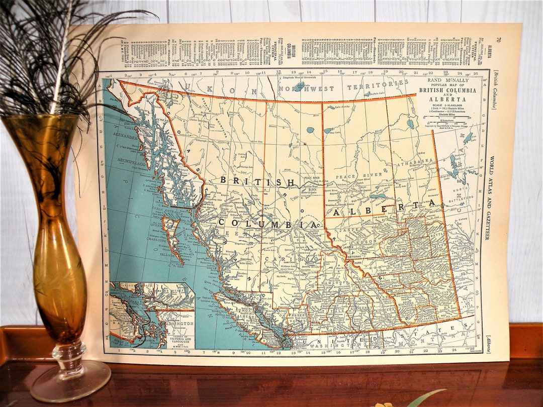 Colorful Map of British Columbia 1940-WWII Era Map-vintage Map of ...