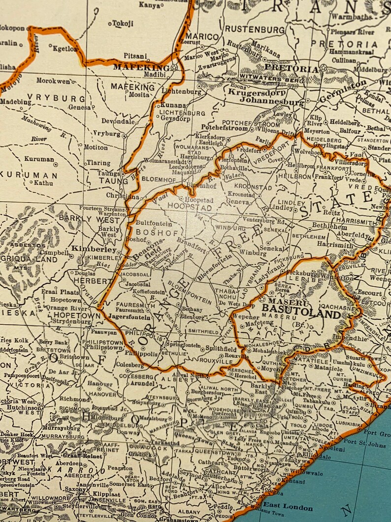 South Africa Map 1937 Vintage Map of South America Old Map | Etsy