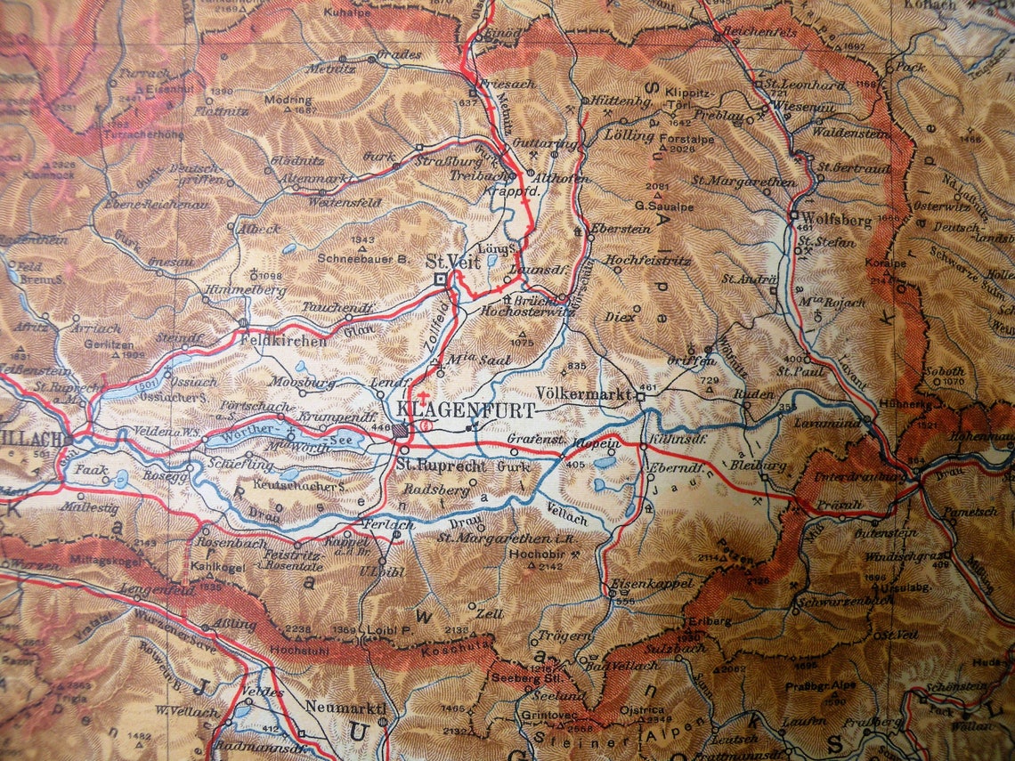 Styria Old Map Vintage Map Wall Art 1928 Map of Styria - Etsy