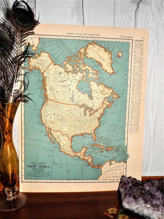 Colorful Map of North America 1940-WWII Era Map-vintage Map of | Etsy