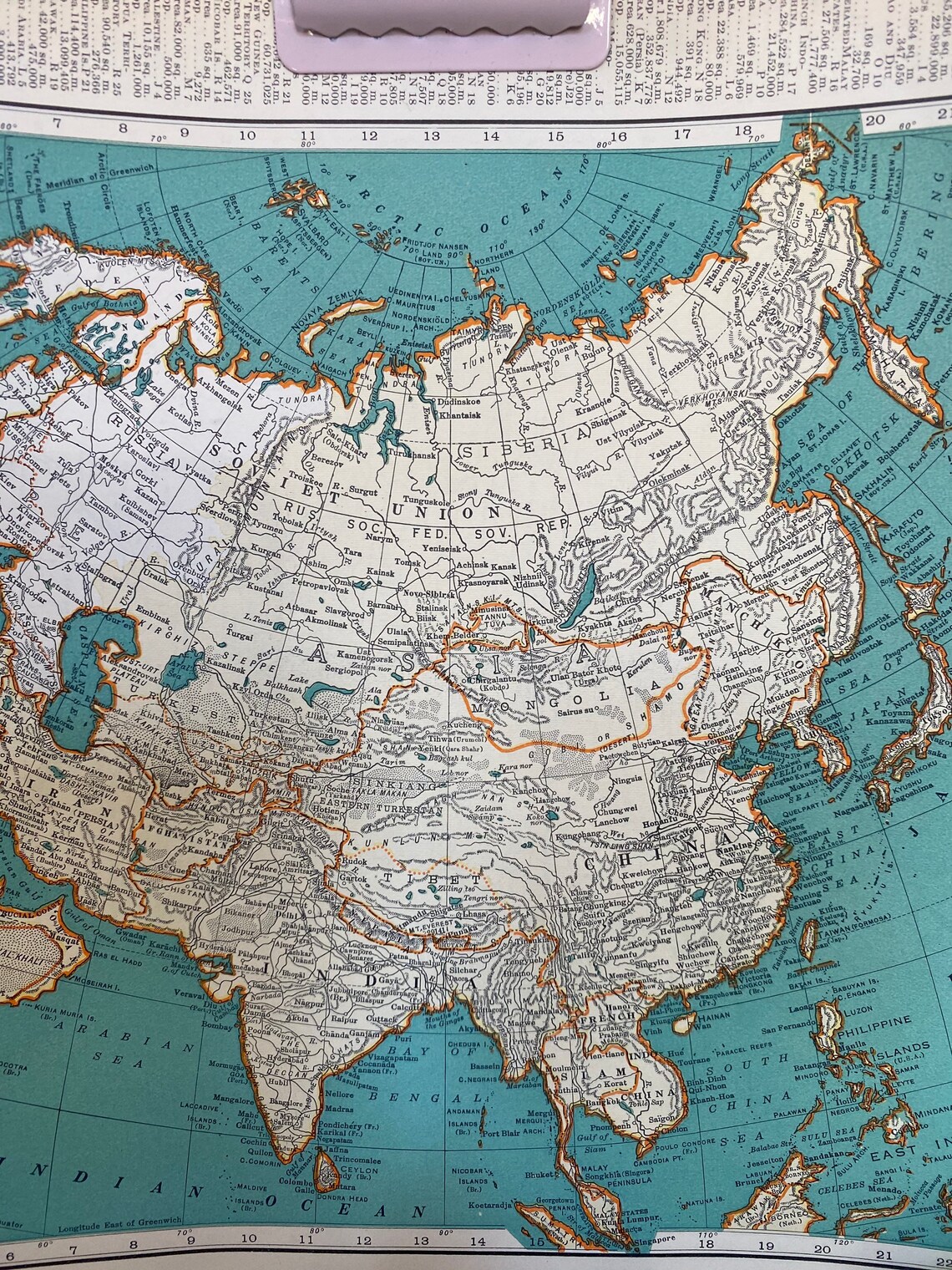 Vintage Asia Map 1937, WWII Era, Historical Travel Decor - Etsy