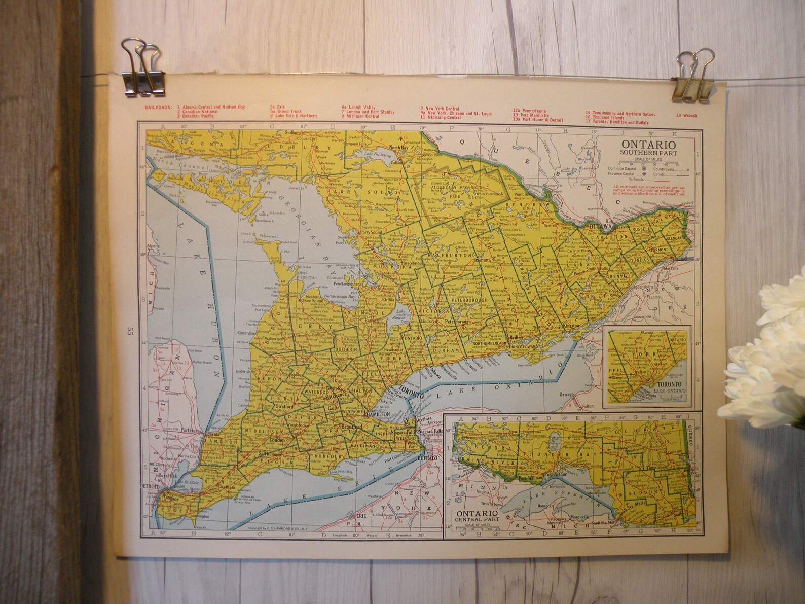 Vintage 1940 Ontario Map, WWII Era, Printed in USA - Etsy