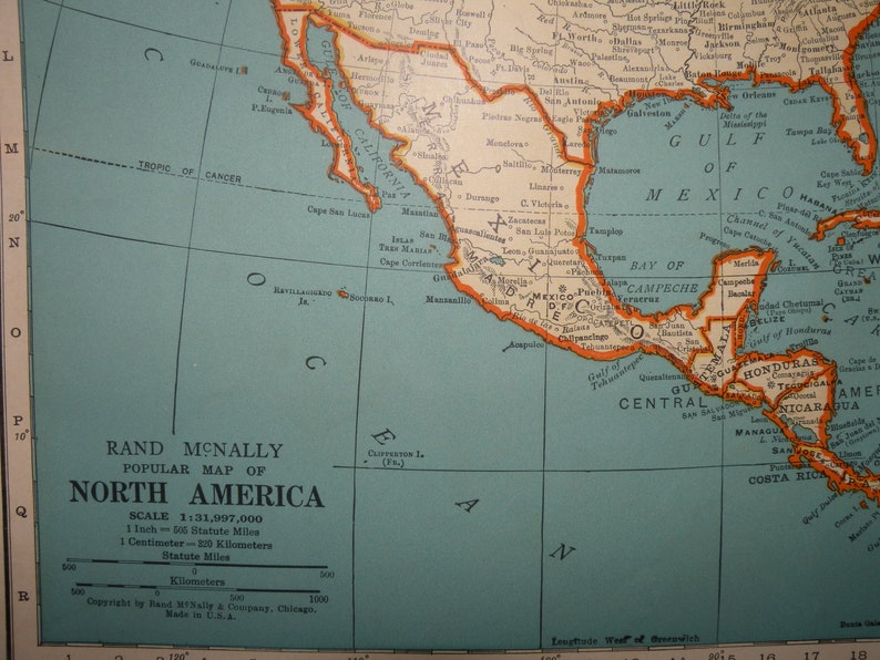 Colorful Map of North America 1940-WWII Era Map-vintage Map of | Etsy