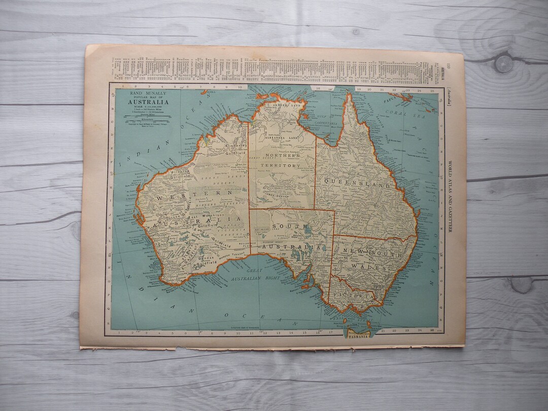 1937 Australia WWII Era Map, Vintage Map, Antique Map of Australia ...