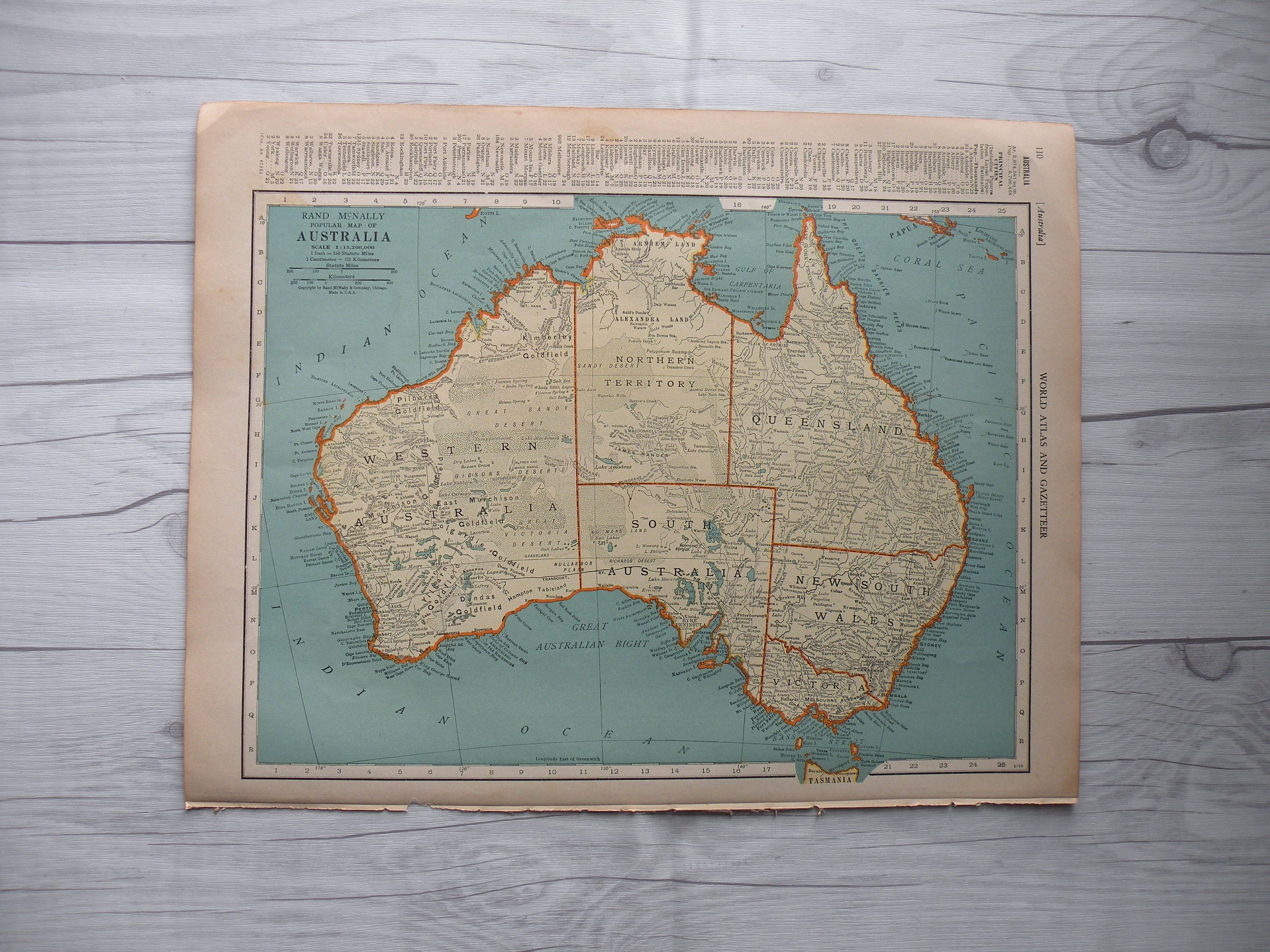 1937 Australia WWII Era Map Vintage Map Antique Map of | Etsy