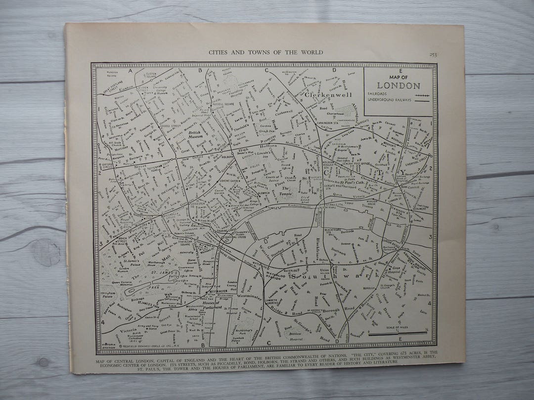 Vintage Map London 1937, Vintage Map, Cool Vintage City Maps, Office ...