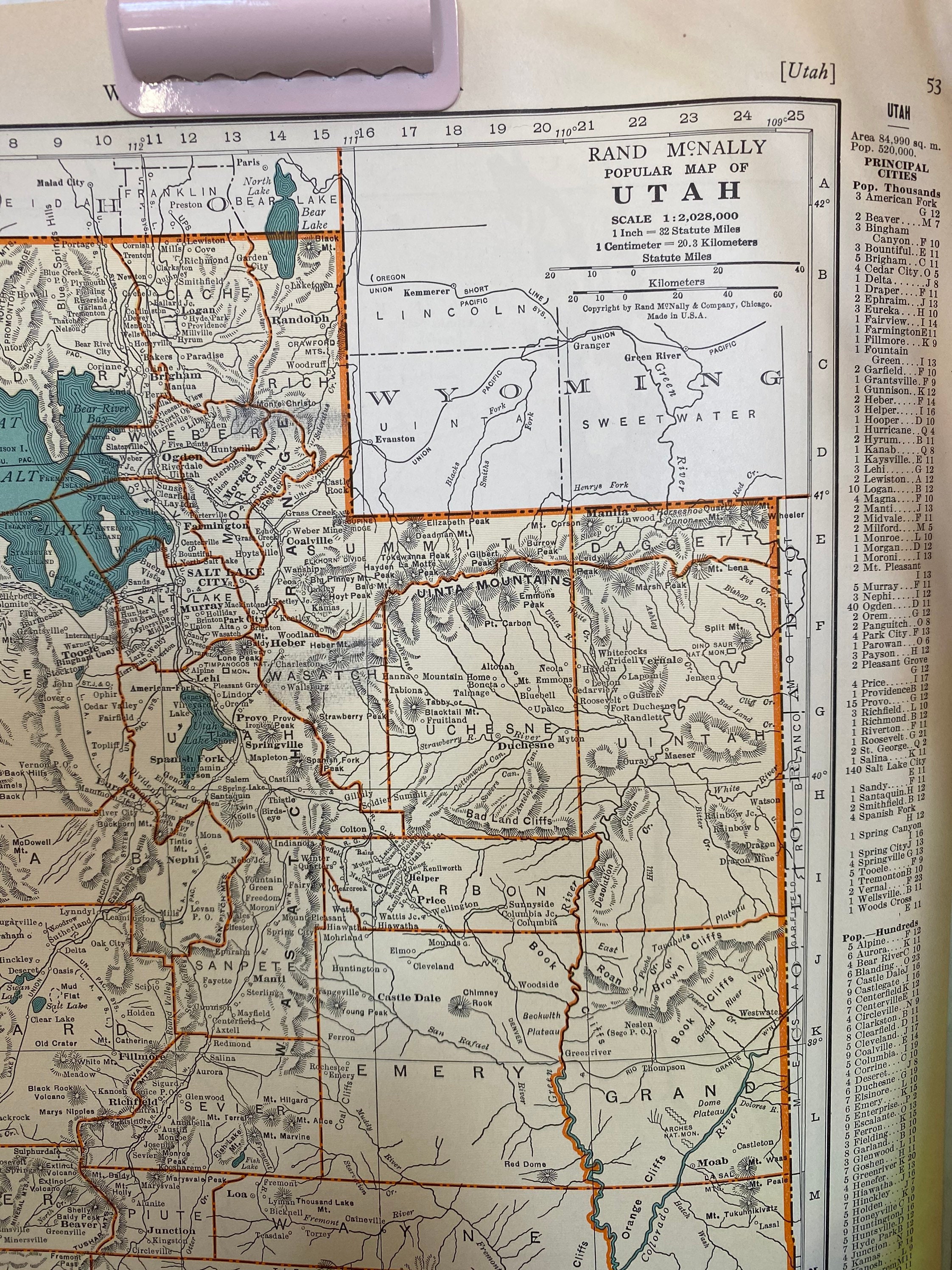 Utah Map 1937, Historical Map of Utah, Vintage Aesthetic, Thoughtful Gift, Old Map to Frame ...