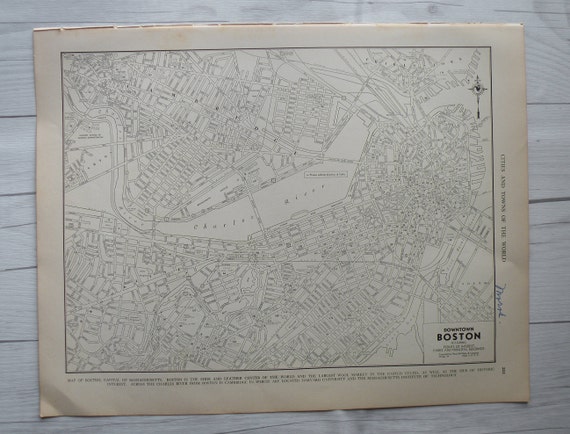 Vintage Map Boston 1937 Vintage Map WWII Era Map Cool - Etsy Finland