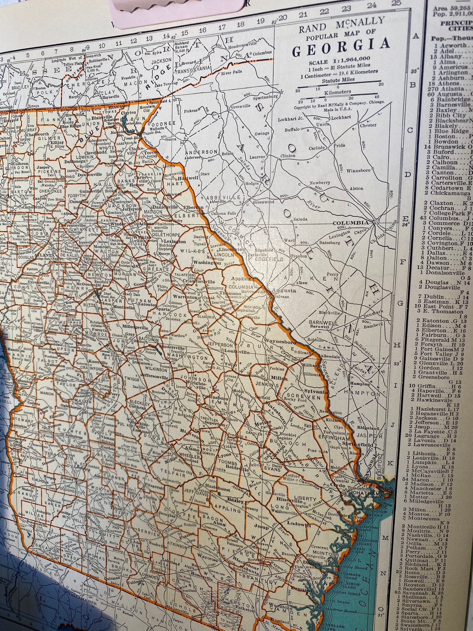 Georgia Vintage Map 1937 WWII Era Map Old Map of Georgia - Etsy