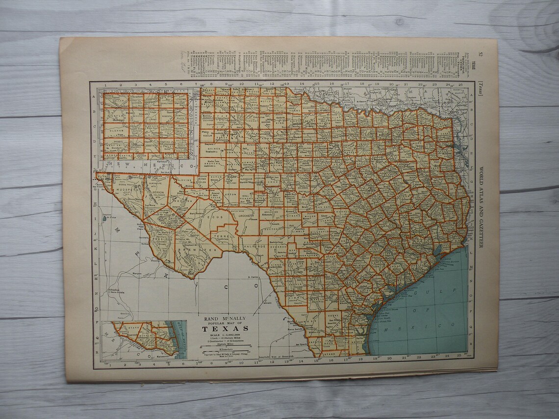 1937 Texas WWII Era Map Cool Vintage Map Antique Map of | Etsy