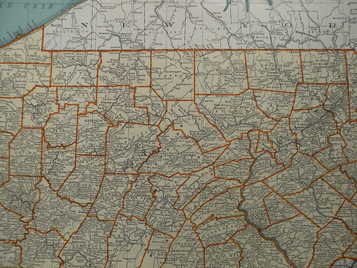 Pennsylvania Map 1940 WWII Era Map Vintage Map Aesthetic Map | Etsy