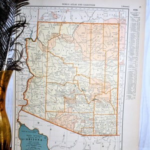 Map of Arizona 1940, WWII Era Map, Vintage Map of Arizona, Original ...
