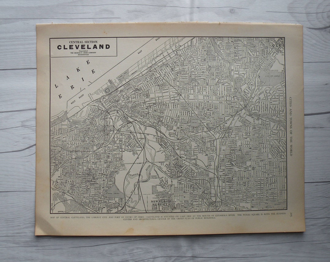Vintage Map Cleveland 1937, Vintage Map, WWII Era Map, Cool Vintage ...