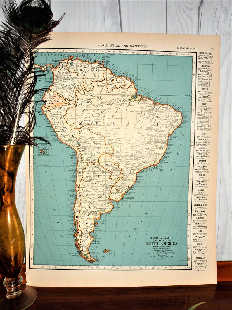 South America Vintage Map 1940-WWII Era Map-colorful Map of - Etsy UK