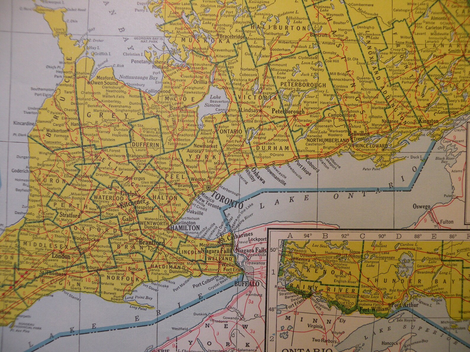 Ontario Map Vintage 1940 WWII Era Map Beautiful old map of | Etsy