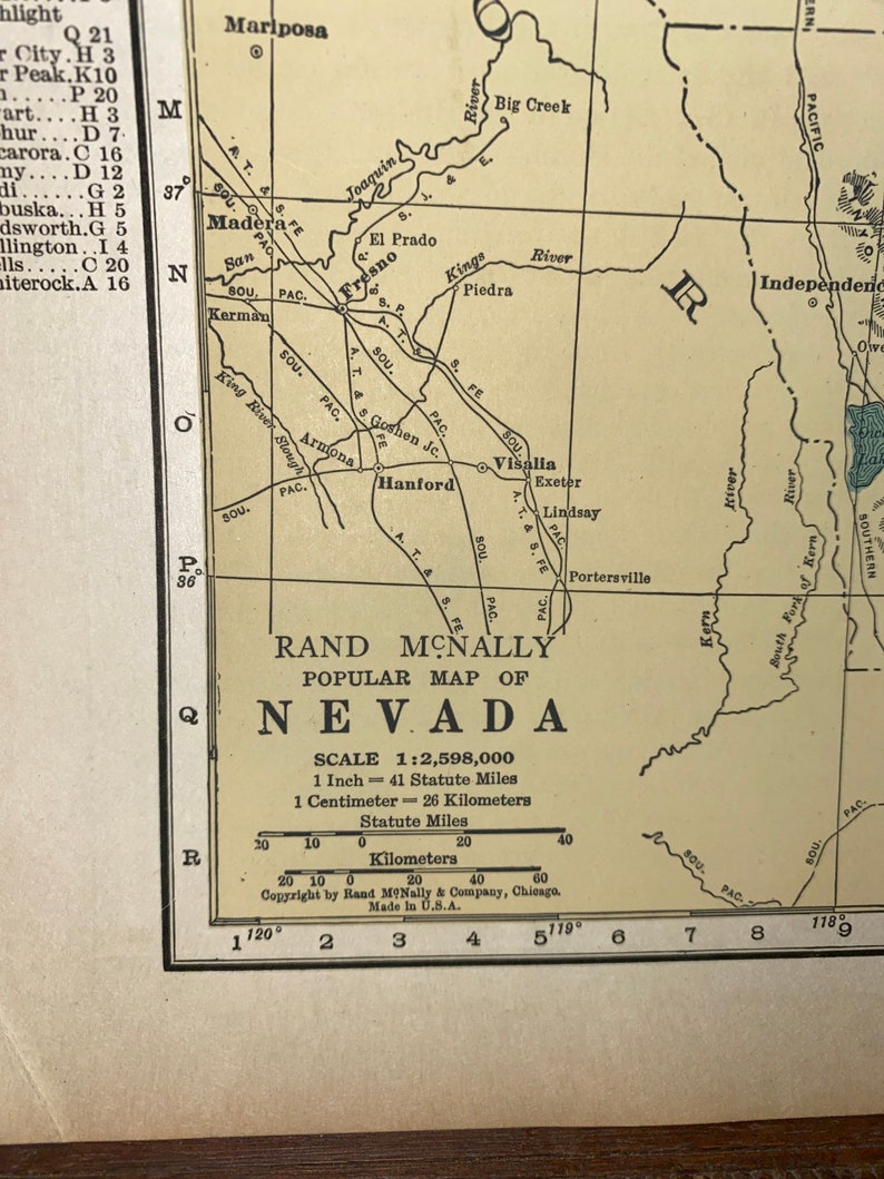 Original Vintage Nevada Map Print, Rand Mcnally Atlas - Etsy