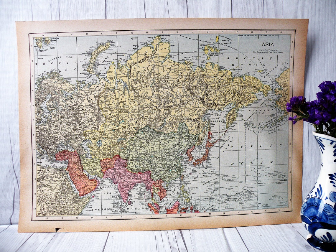 Old Map of Asia Vintage Map of Asia 1911 Cool Vintage Map - Etsy