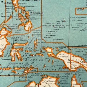Oceania Historical Map 1937 Cool Old Map of Oceania Map for - Etsy