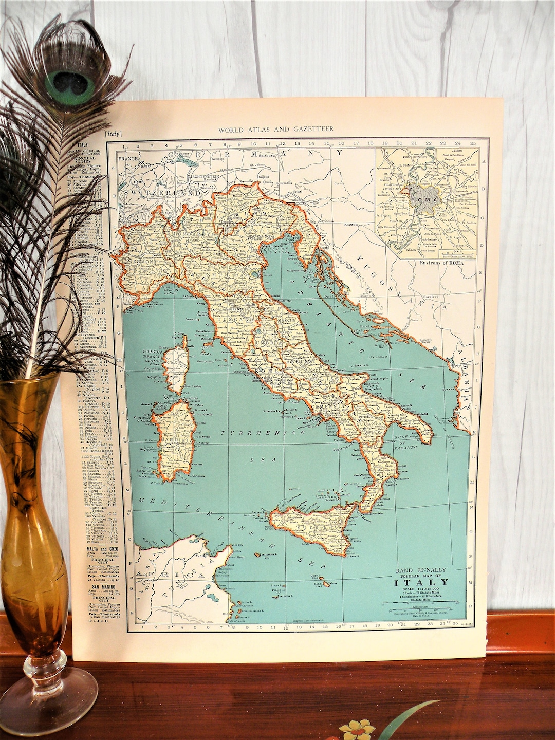 Vintage Map of Italy-1940 Historical Print-wwii Map of - Etsy