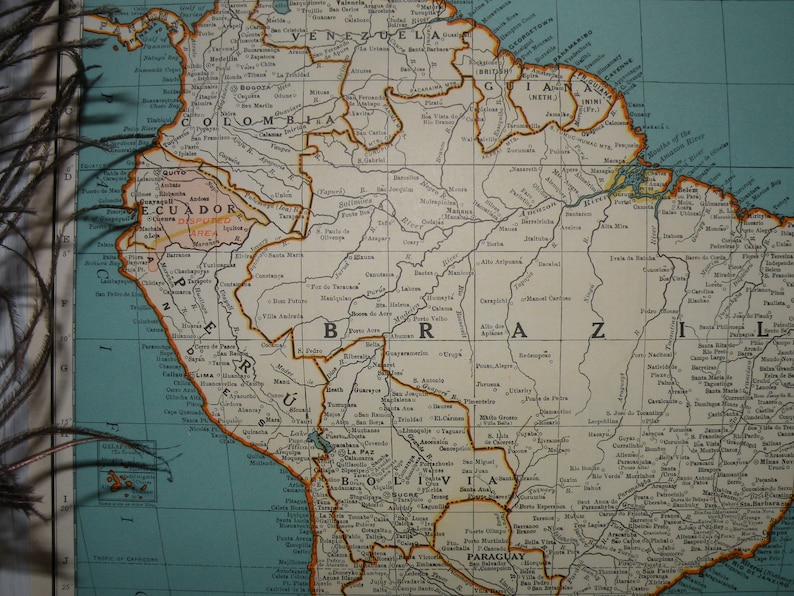 South America Vintage Map 1940-WWII Era Map-Colorful Map of | Etsy