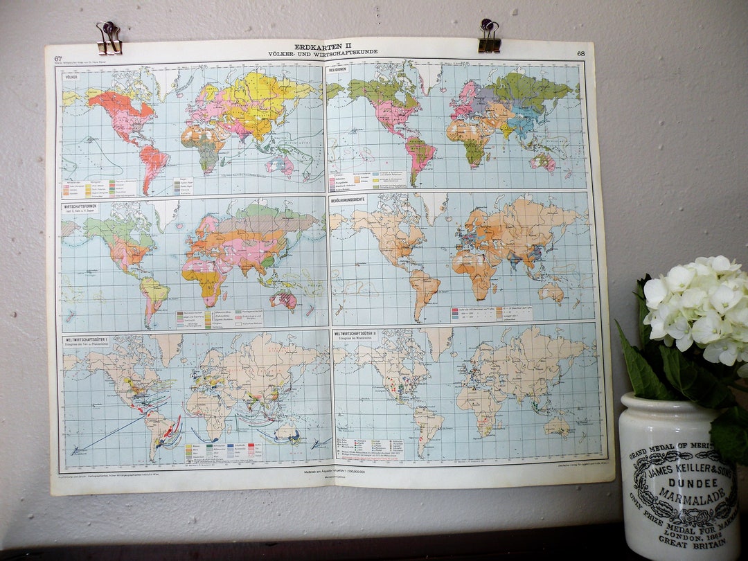 Real World Map, Vintage World Map From 1928, Cool Retro Travel Decor ...