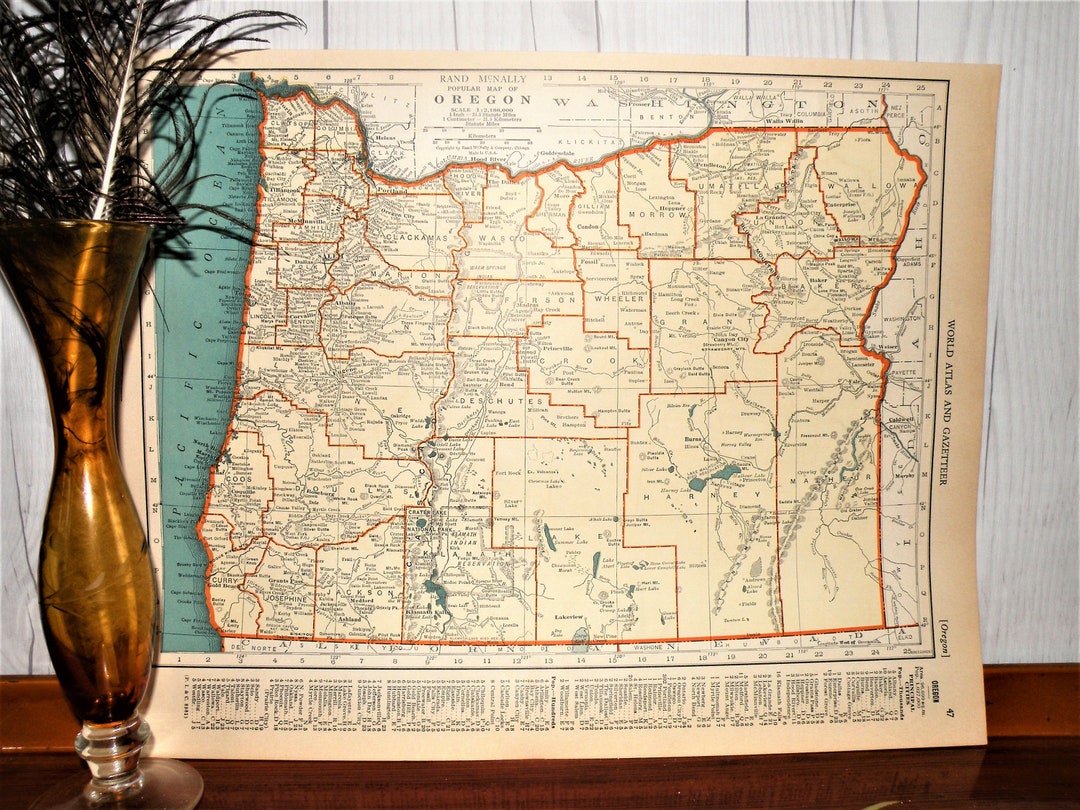 Antique Oregon Map, 1940s WWII Era, Wall Art - Etsy Australia