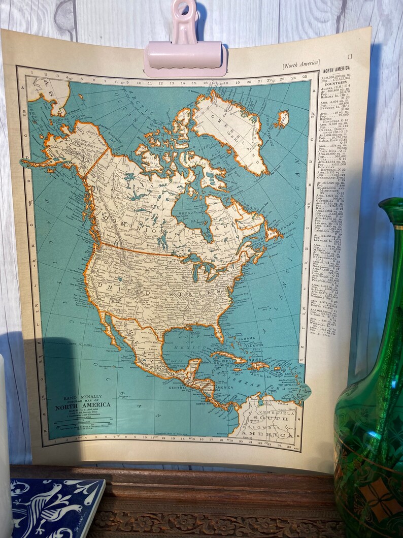 North America Map 1937 Cool Old Map of North America | Etsy