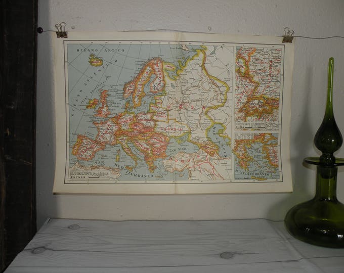 Europe Map Vintage 1950, Cool Old Map of Europe, Gallery Wall, Retro ...
