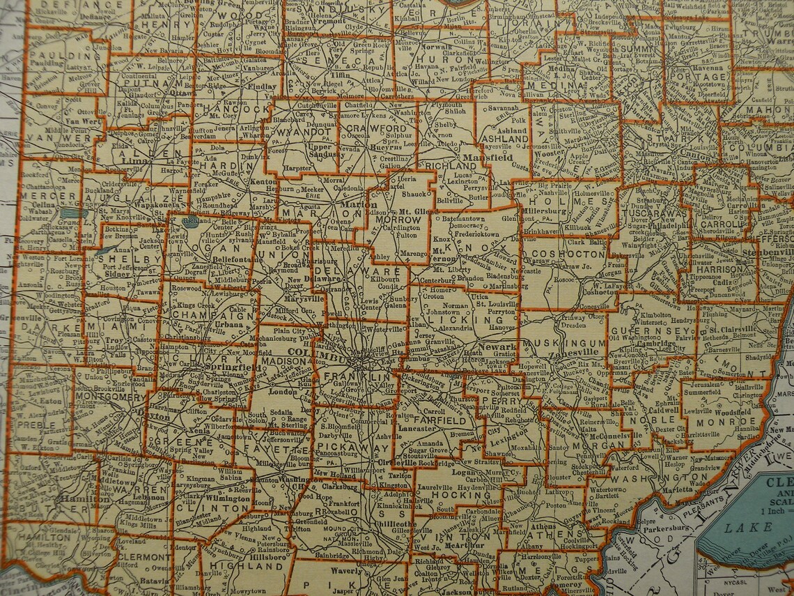 Ohio Vintage Map 1937 Aesthetic Map WWII Era Map Vintage - Etsy